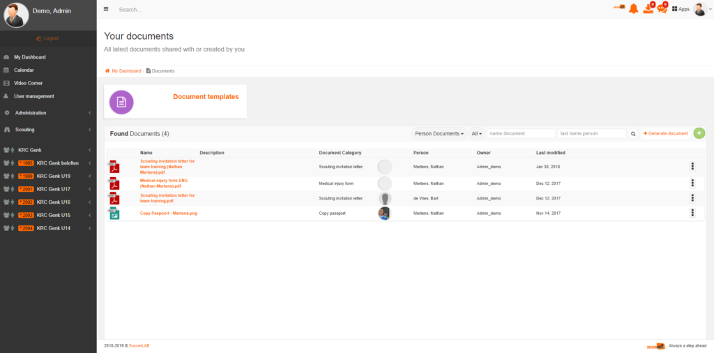 Key Users – SoccerLAB